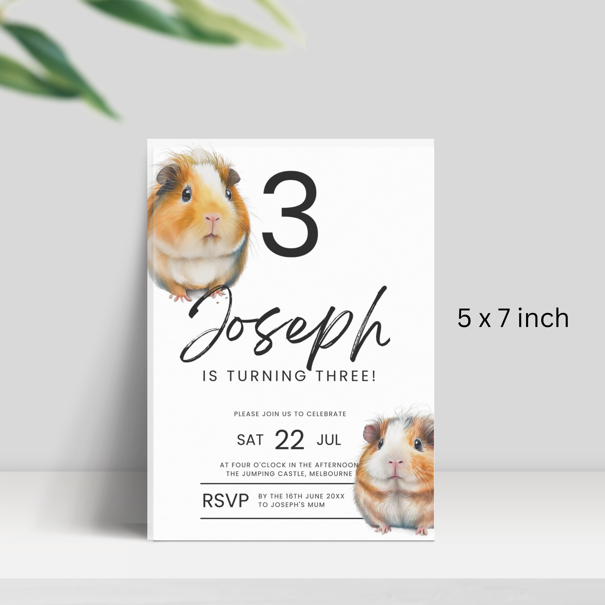 Guinea Pig Editable Party Invitation Template, Customizable Party ...