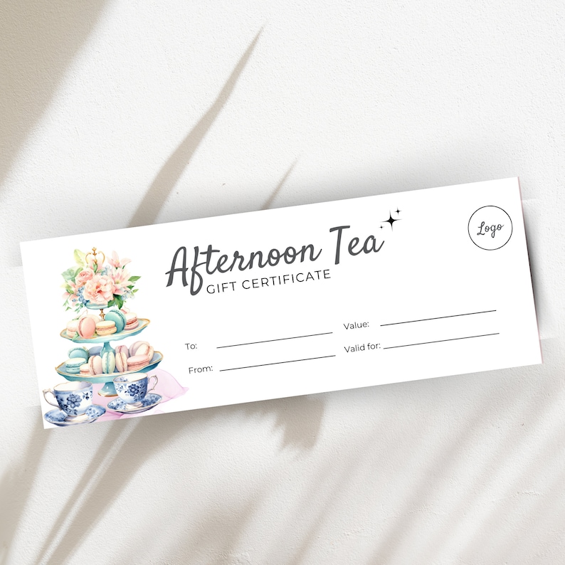 Printable Afternoon Tea Gift Voucher, Editable Gift for Her ...