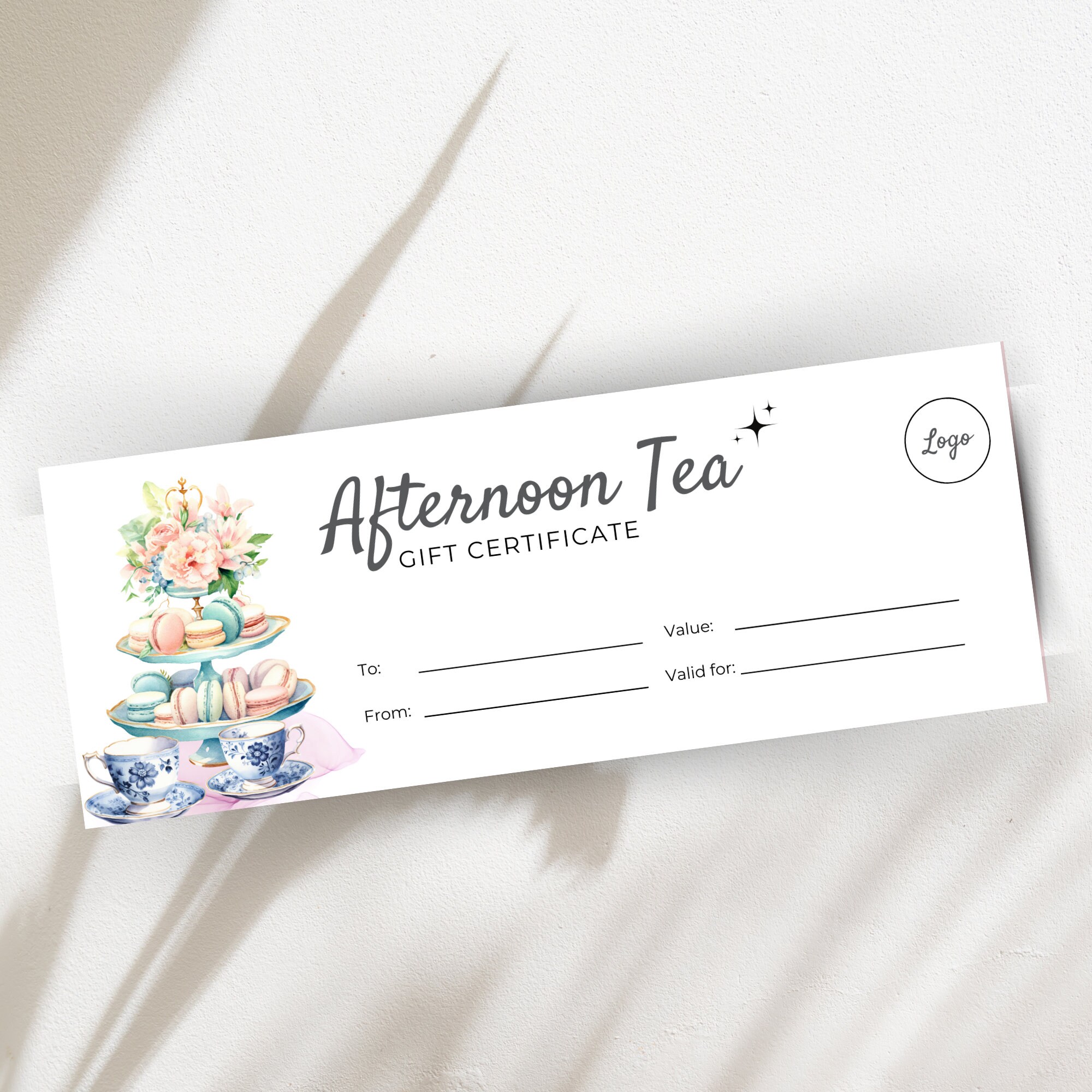 Printable Afternoon Tea Gift Voucher, Editable Gift for Her ...