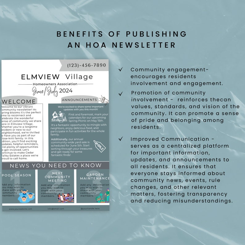 Homeowners Association Newsletter, HOA Flyer, Editable Monthly Home ...