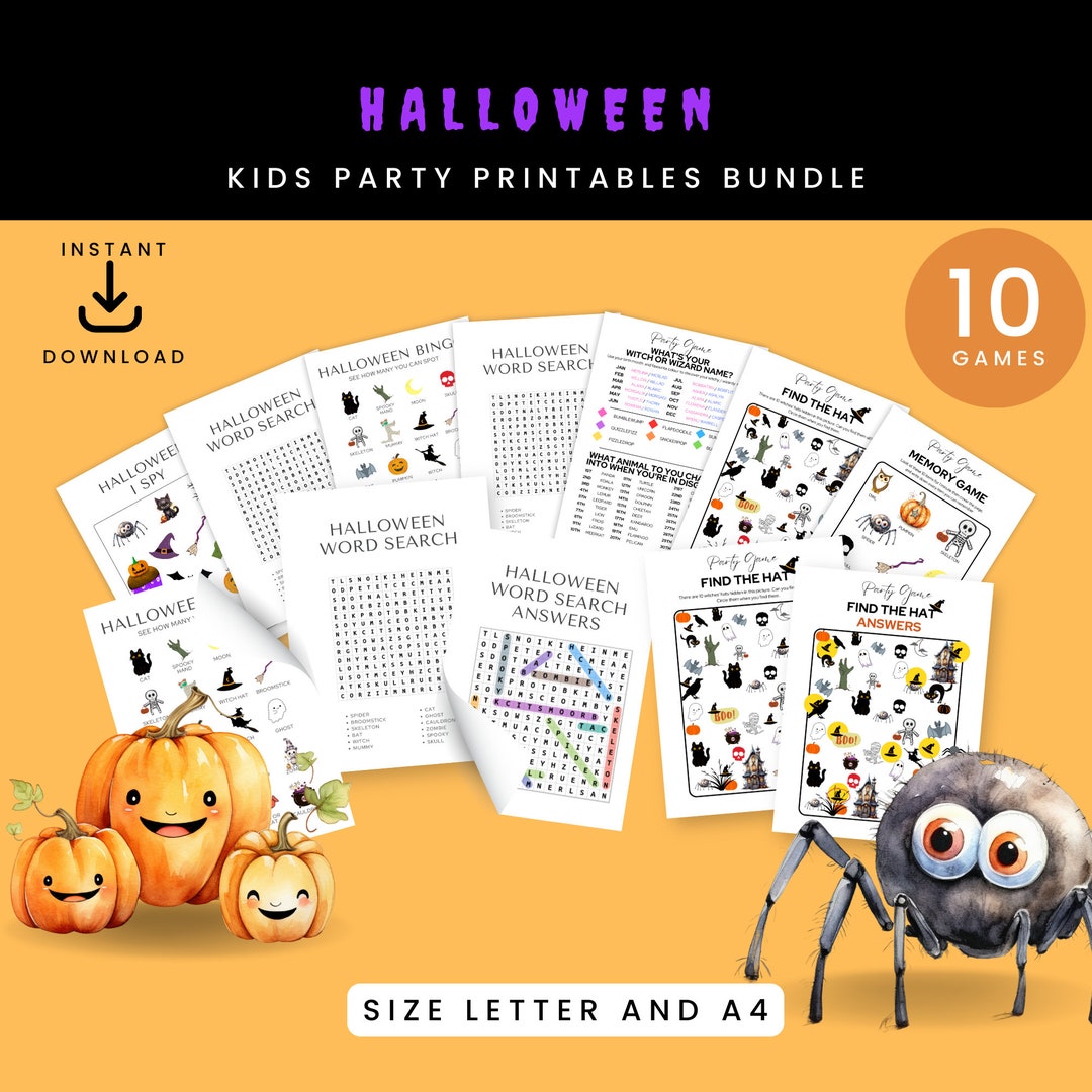 Printable Halloween Kids Party Games, Fun Halloween Activity Bundle for ...