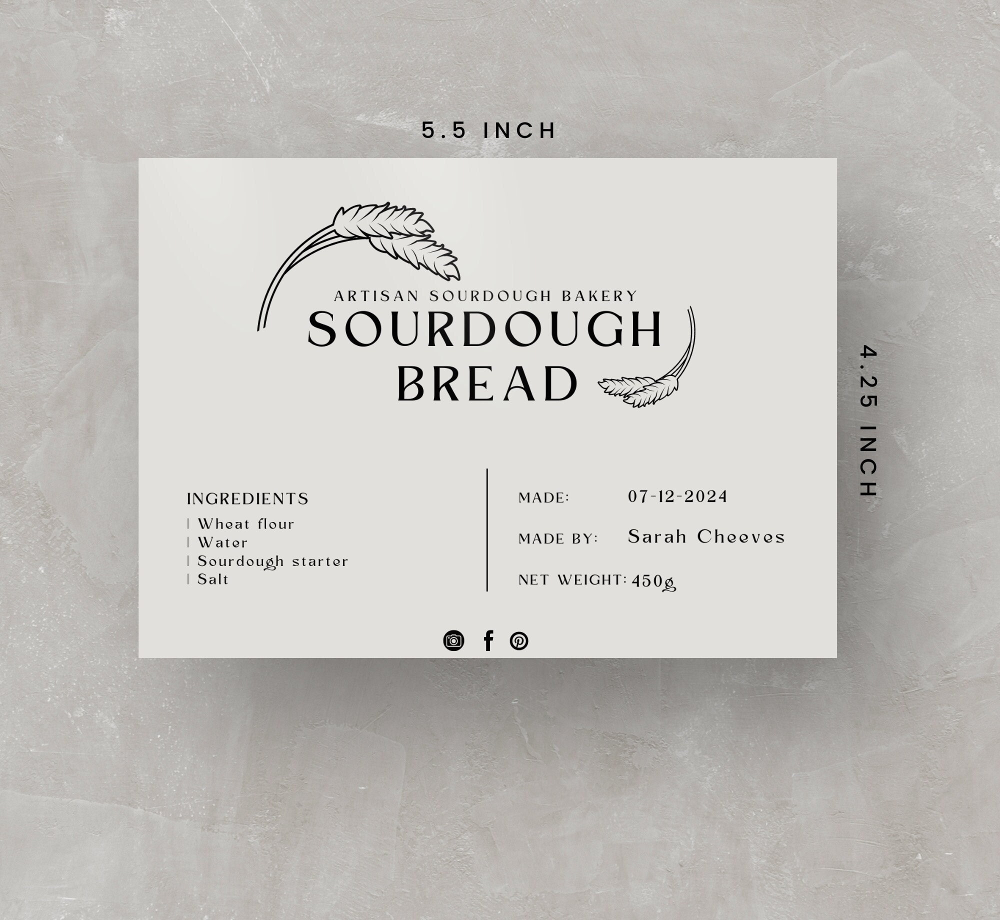 Sourdough Ingredients Label, Editable Sourdough Bread Label, Custom ...