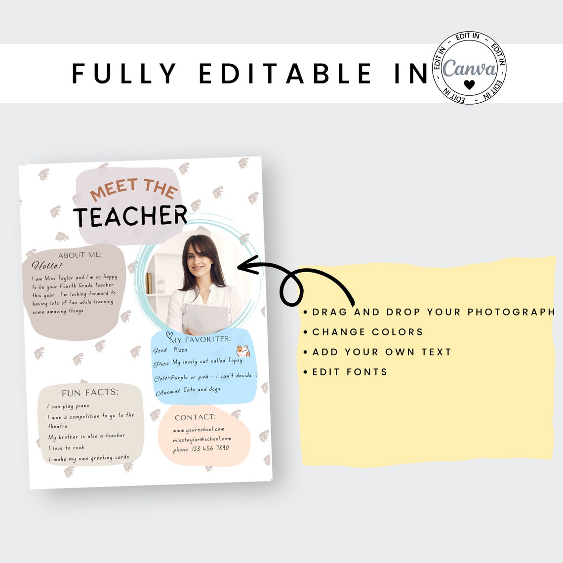 Meet the Teacher Editable Template Pack, Student Welcome Leaflet ...