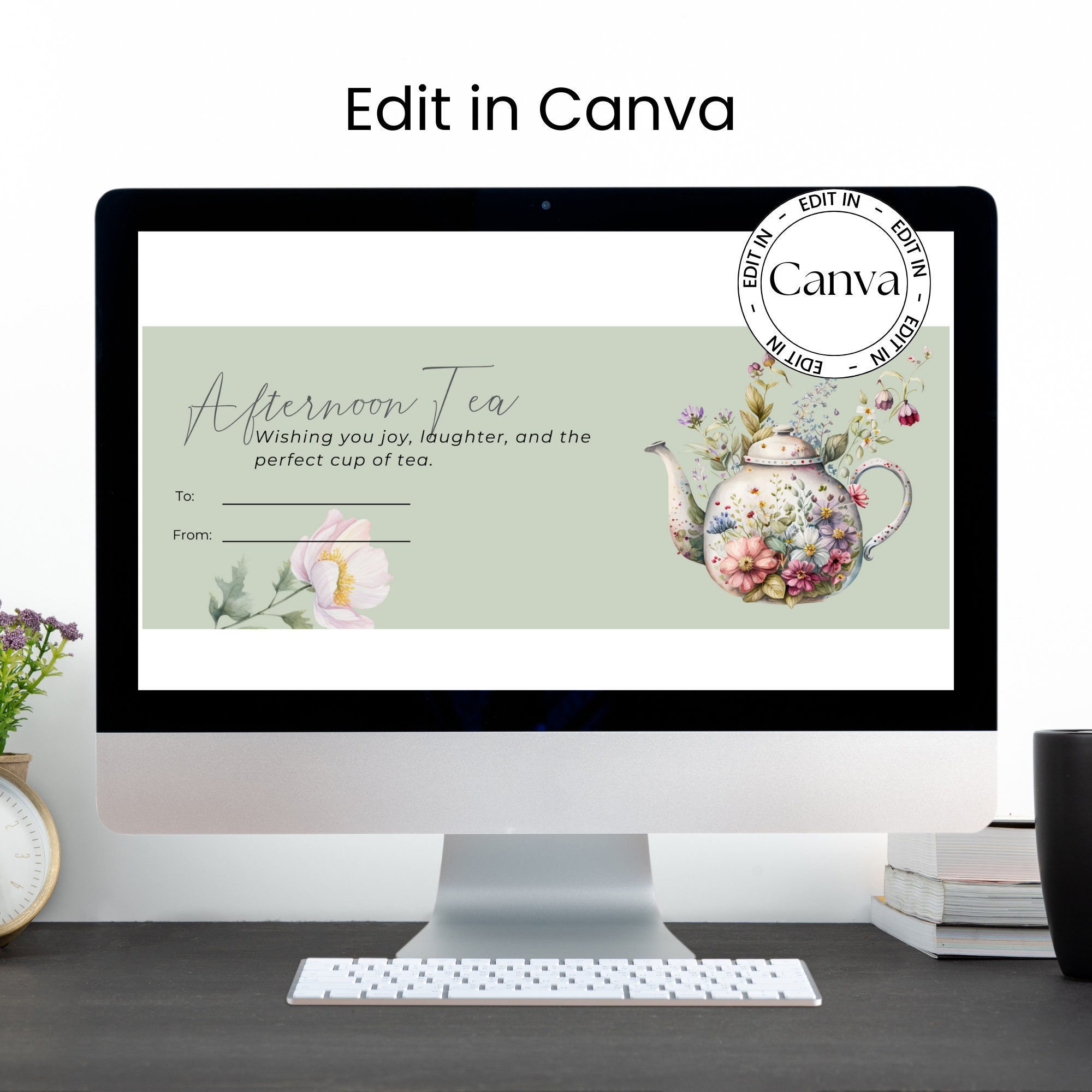 Printable Afternoon Tea Gift Voucher, Editable Gift for Her ...