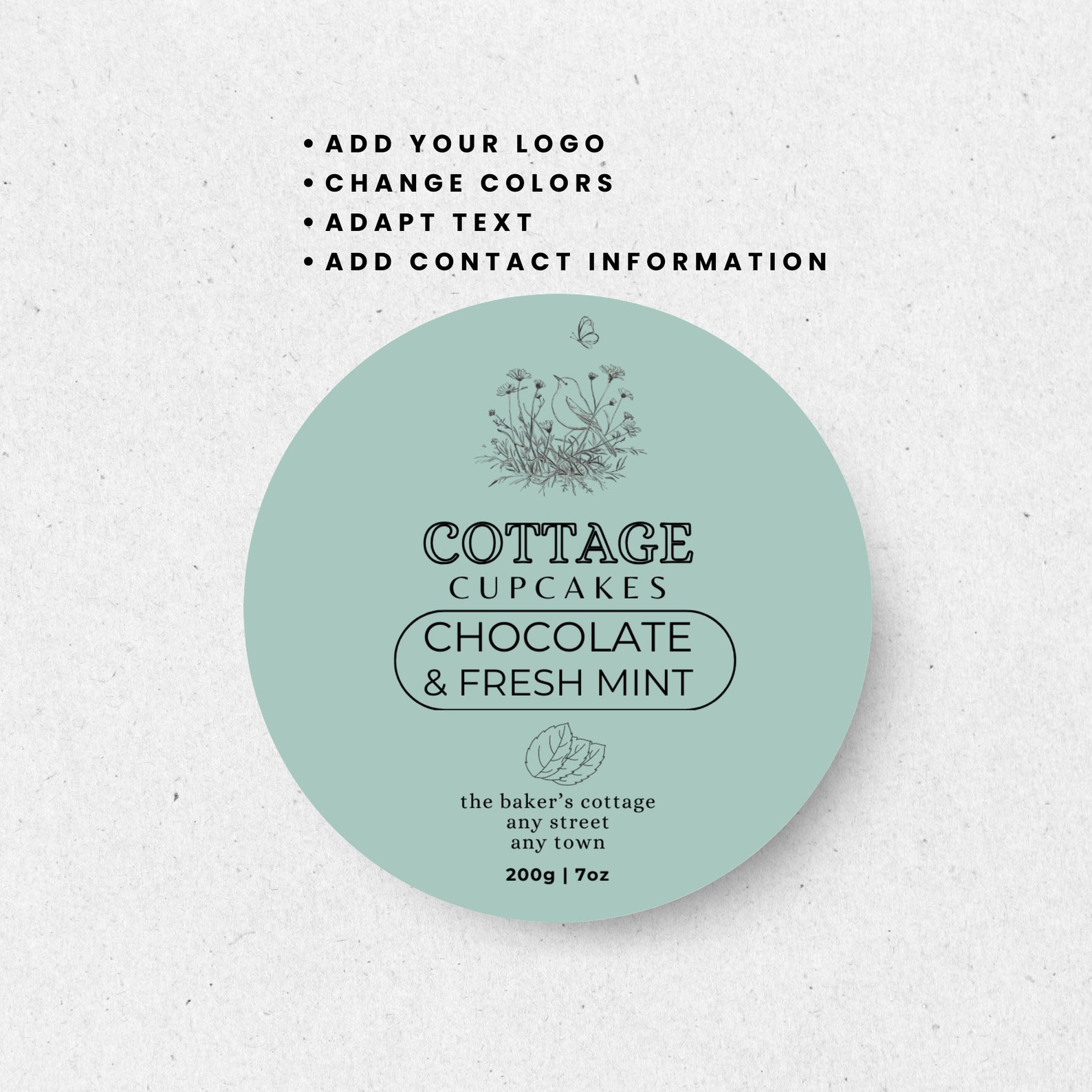 Cottage Law Food Label Template, Editable Round Label, Customizable ...