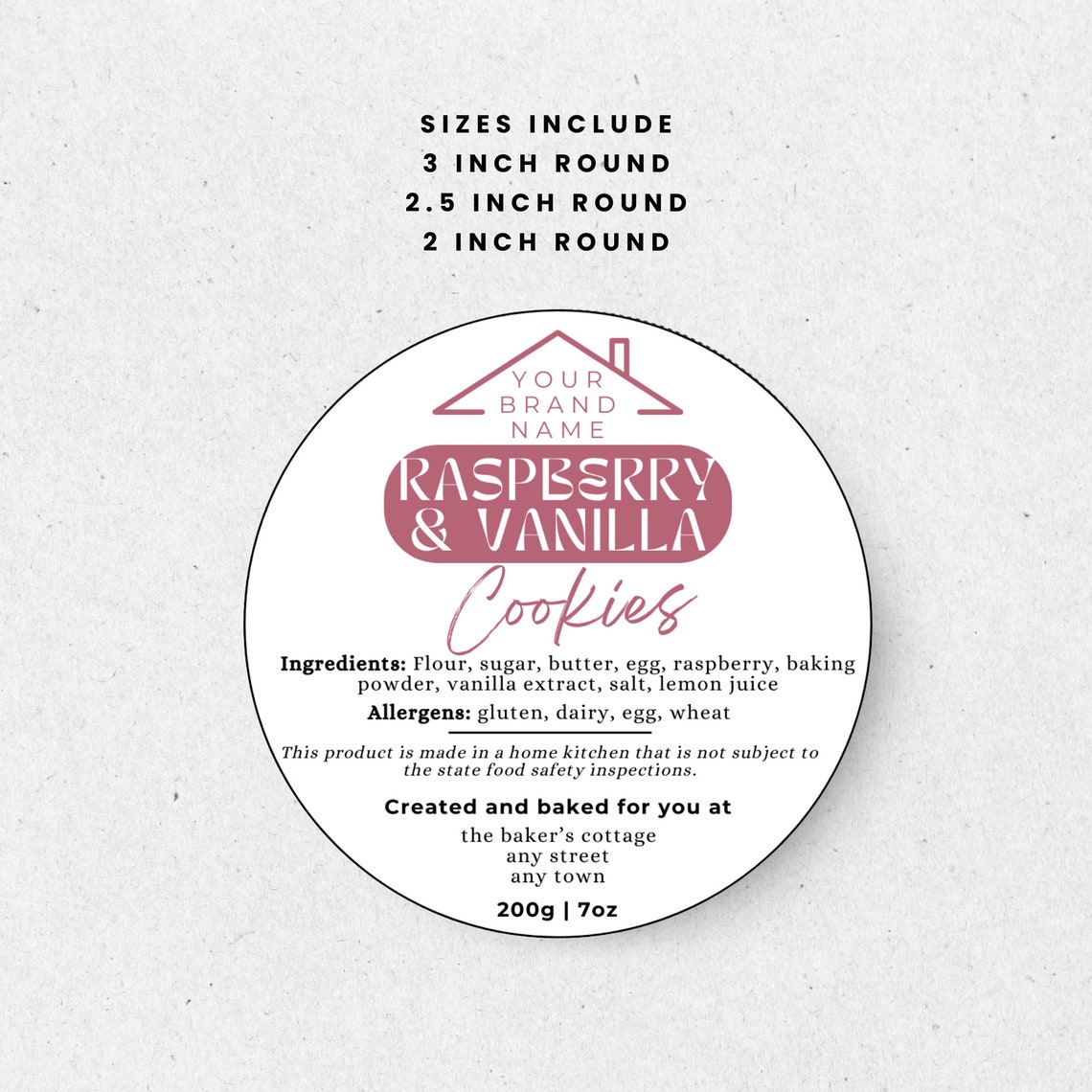 Cottage Law Label Template, Editable Round Label, Customizable Sticker ...