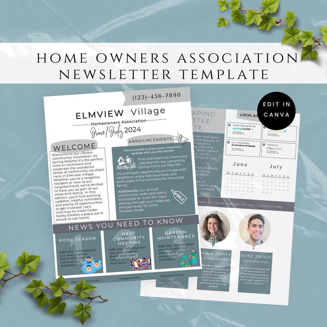 Homeowners Association Newsletter, HOA Flyer, Editable Monthly Home ...