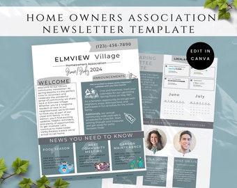 Homeowners Association Newsletter, HOA Flyer, Editable Monthly Home ...