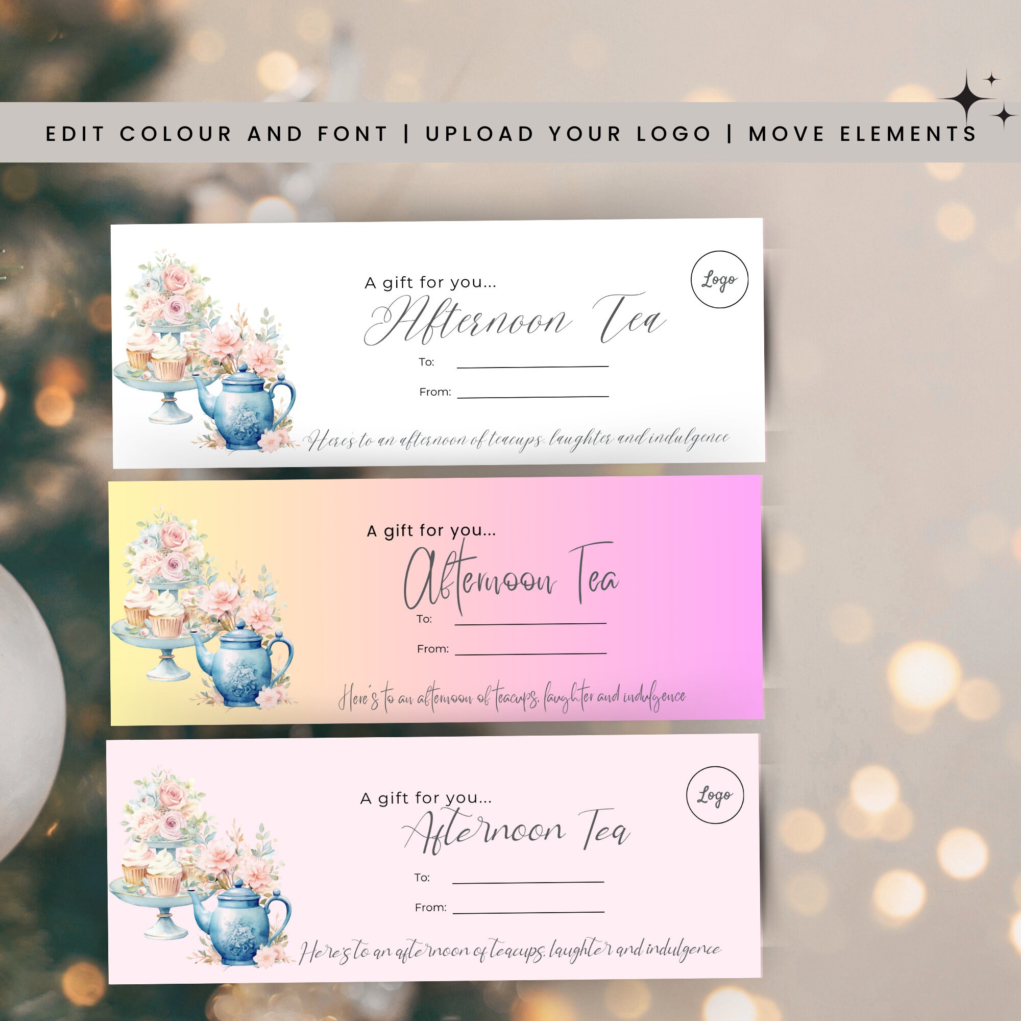 Printable Afternoon Tea Gift Voucher, Editable Mothers Day Gift for Her ...