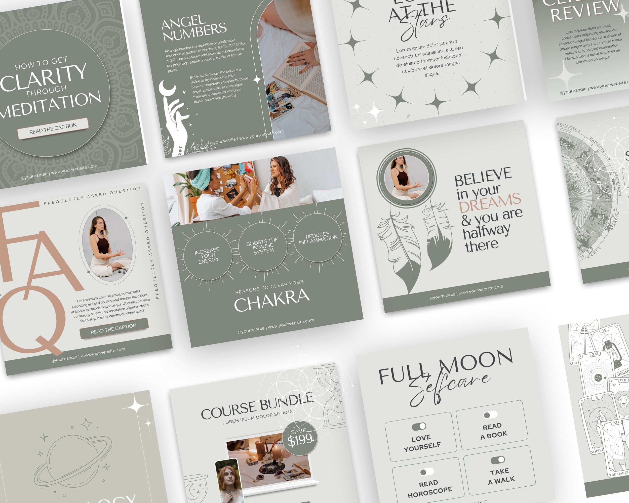 Instagram Posts Templates Spiritual, Spiritual Social Media Editable ...