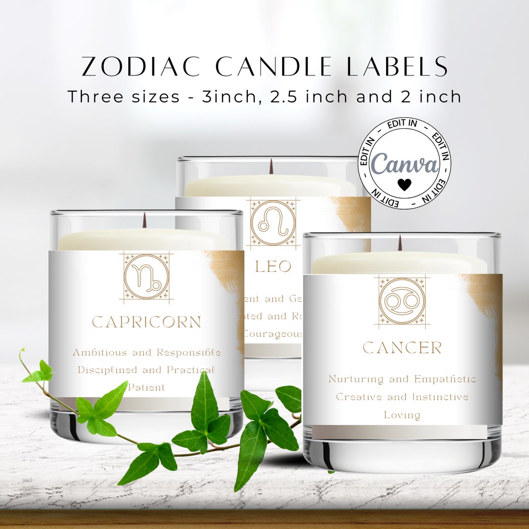 Astrology Candle Label, Editable Zodiac Candle Sticker, Horoscope ...