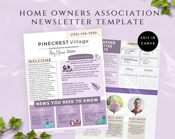 Homeowners Association Newsletter, HOA Flyer, Editable Monthly Home ...