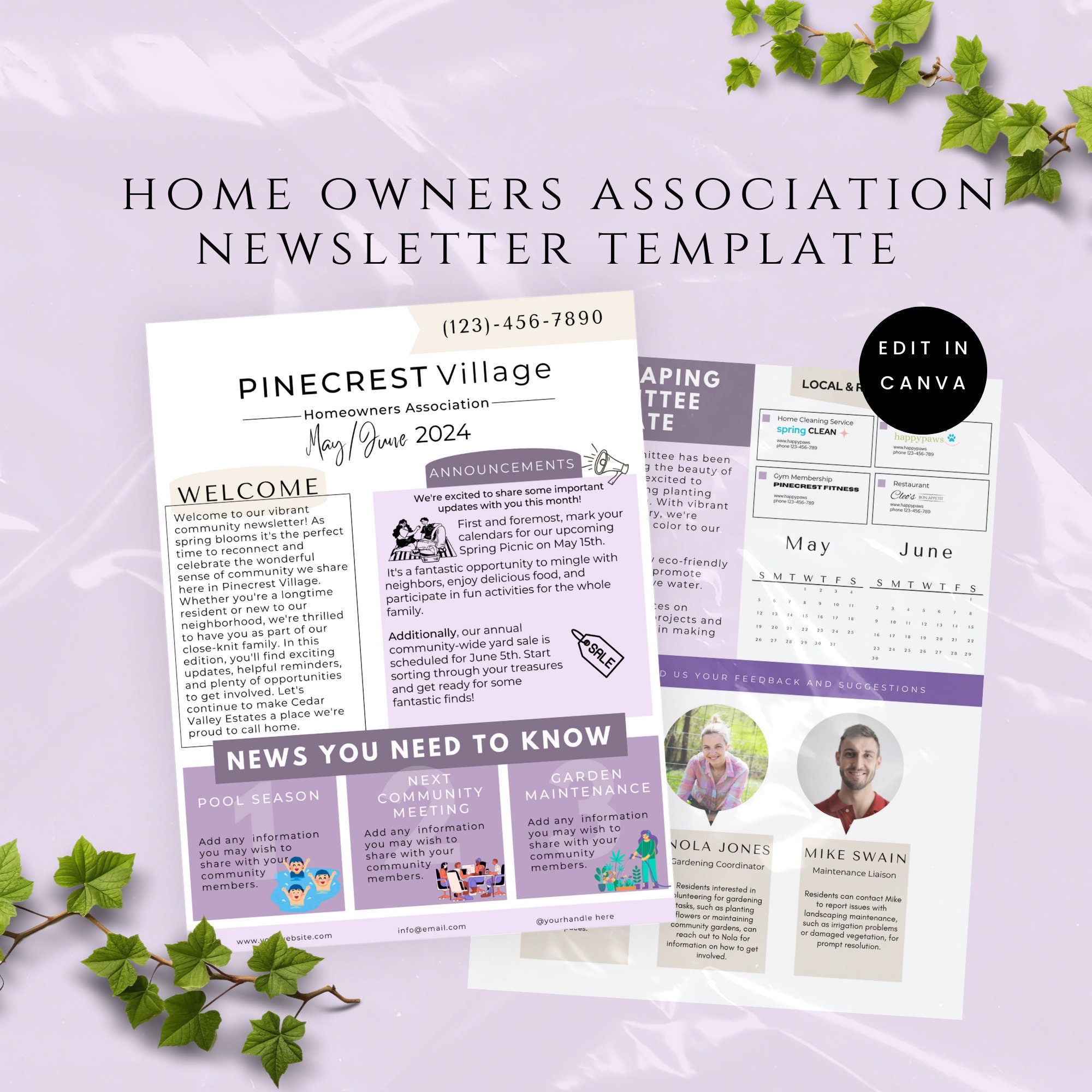 Homeowners Association Newsletter, HOA Flyer, Editable Monthly Home ...