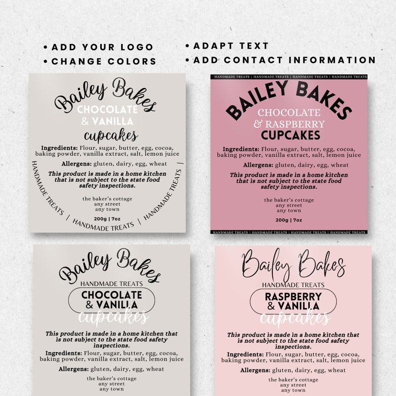 Cottage Law Food Label Template, Editable Round Label for Home Baked ...