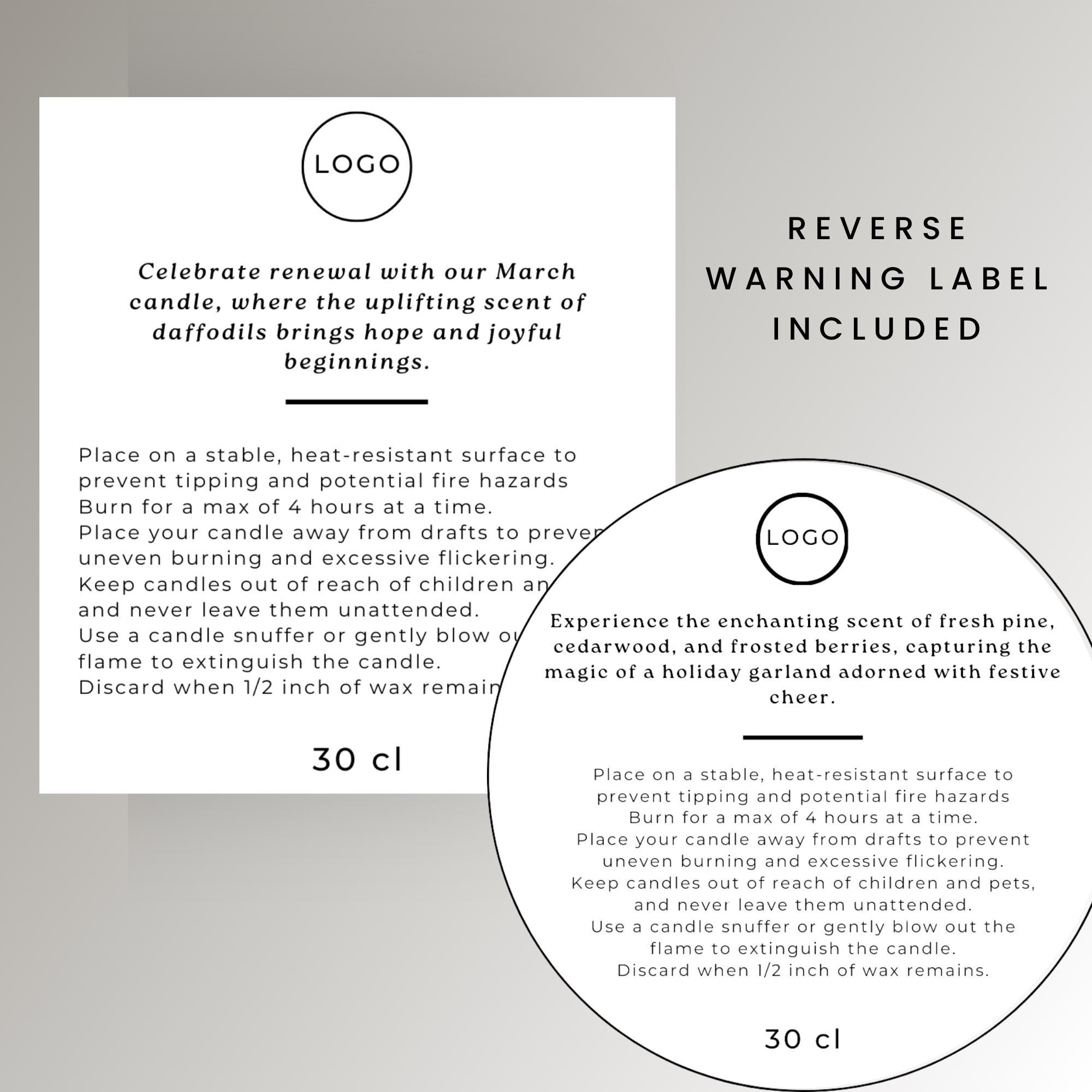 Birth Flower Candle Label Bundle, January to December Editable Floral ...