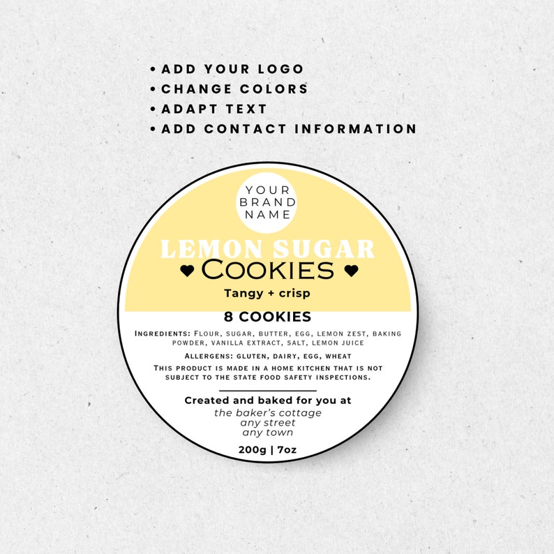 Cottage Law Label Template, Editable Round Label, Customizable Sticker ...