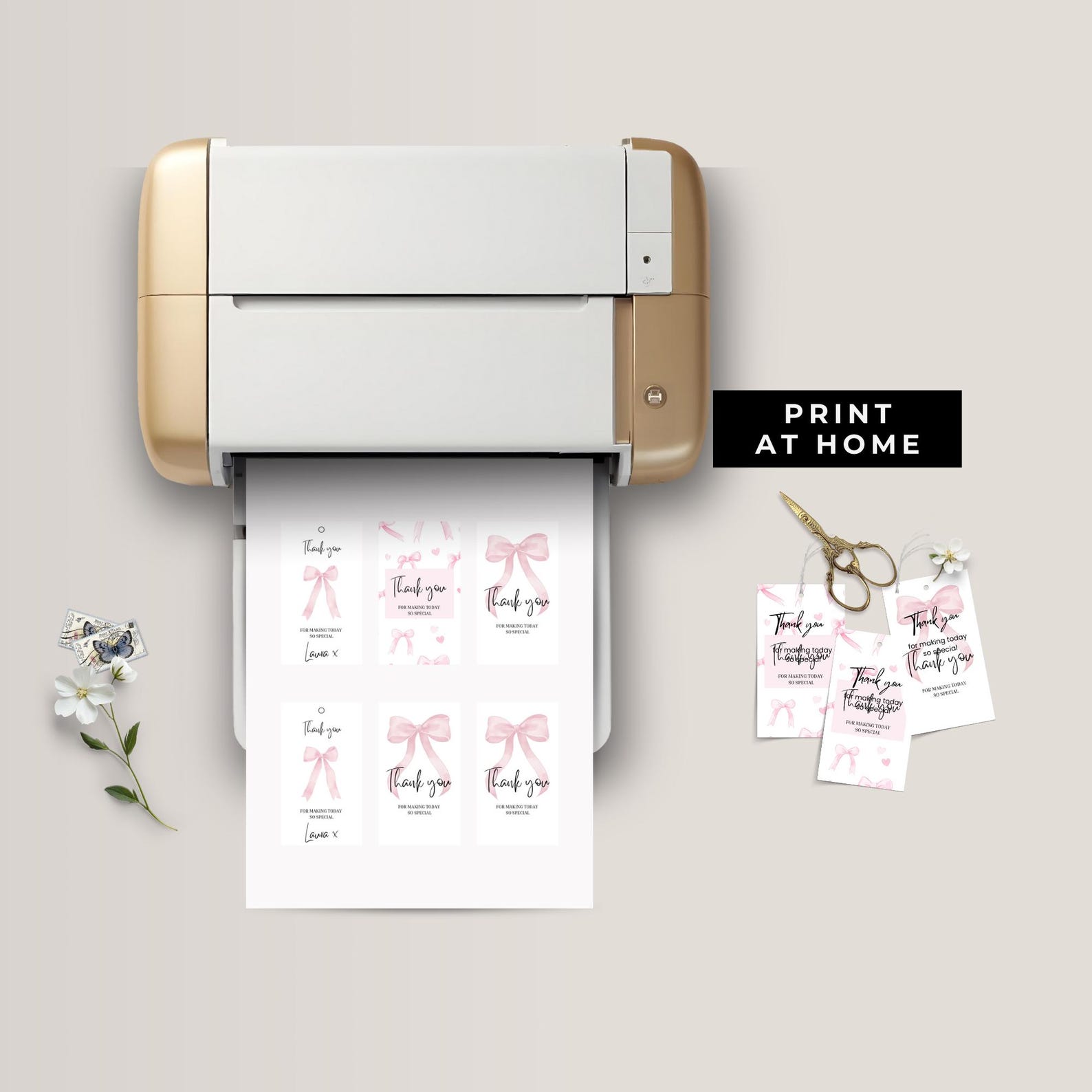 Customizable Pink Bow Coquette Gift Tags, Pink Bow Bridal Shower Gift ...