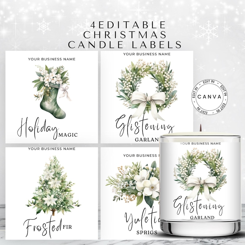 Christmas Candle Label Template Canva, Holiday Editable Candle Label ...