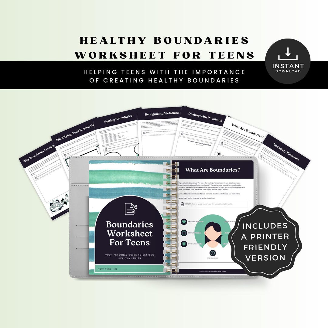 Healthy Boundaries Worksheet for Teens, Teen Mental Health Resource ...