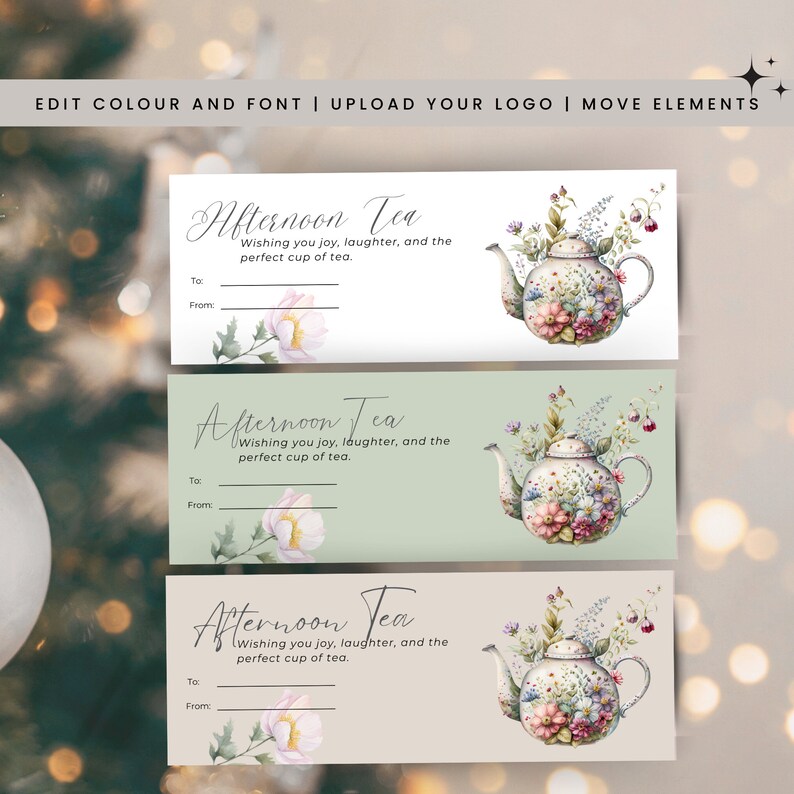 Printable Afternoon Tea Gift Voucher, Editable Gift for Her ...