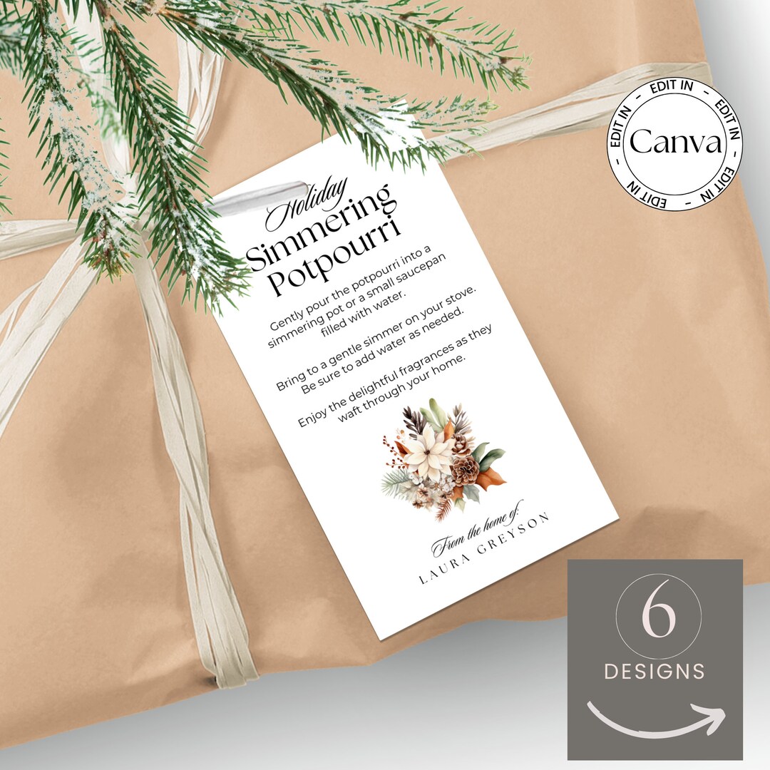 Holiday Simmering Pot Pourri Gift Tags Templates X 6, Homemade ...