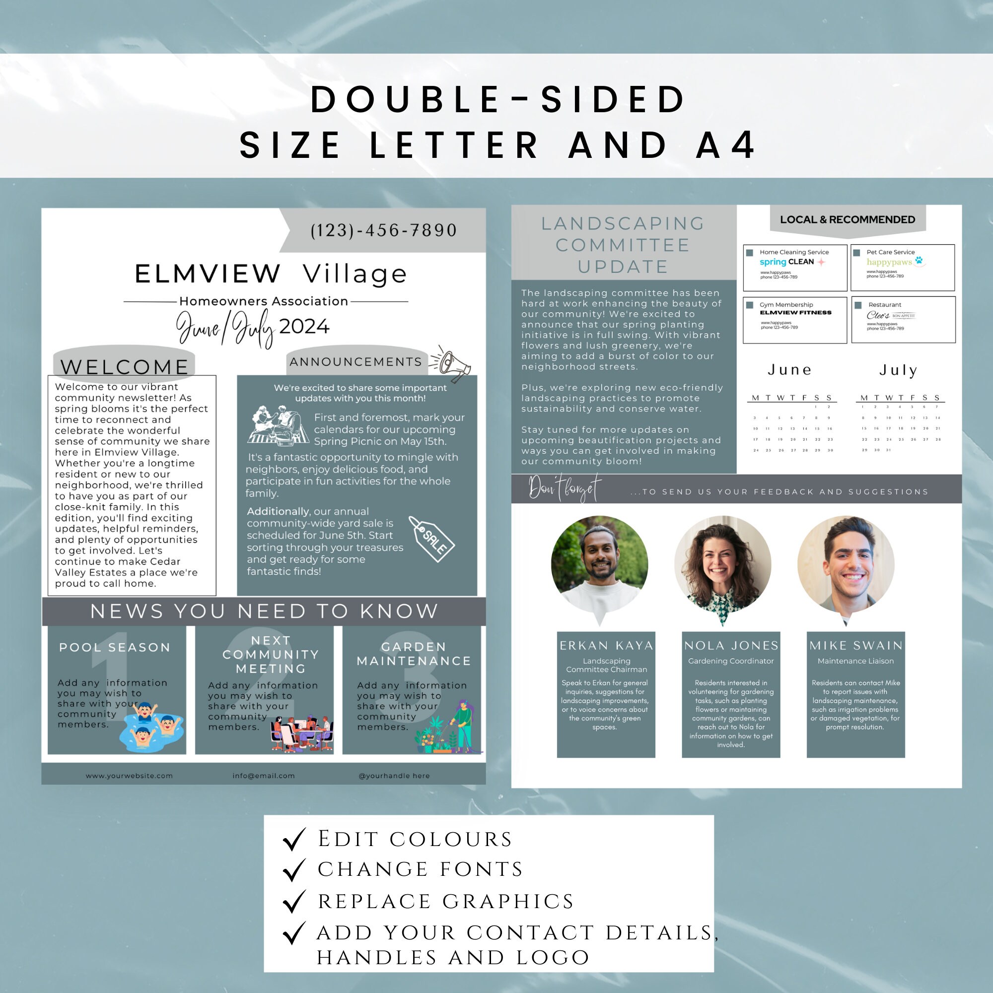Homeowners Association Newsletter, HOA Flyer, Editable Monthly Home ...