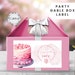 Pink Cake Party Gable Box Label Printable, EDITABLE Birthday Cake Party ...