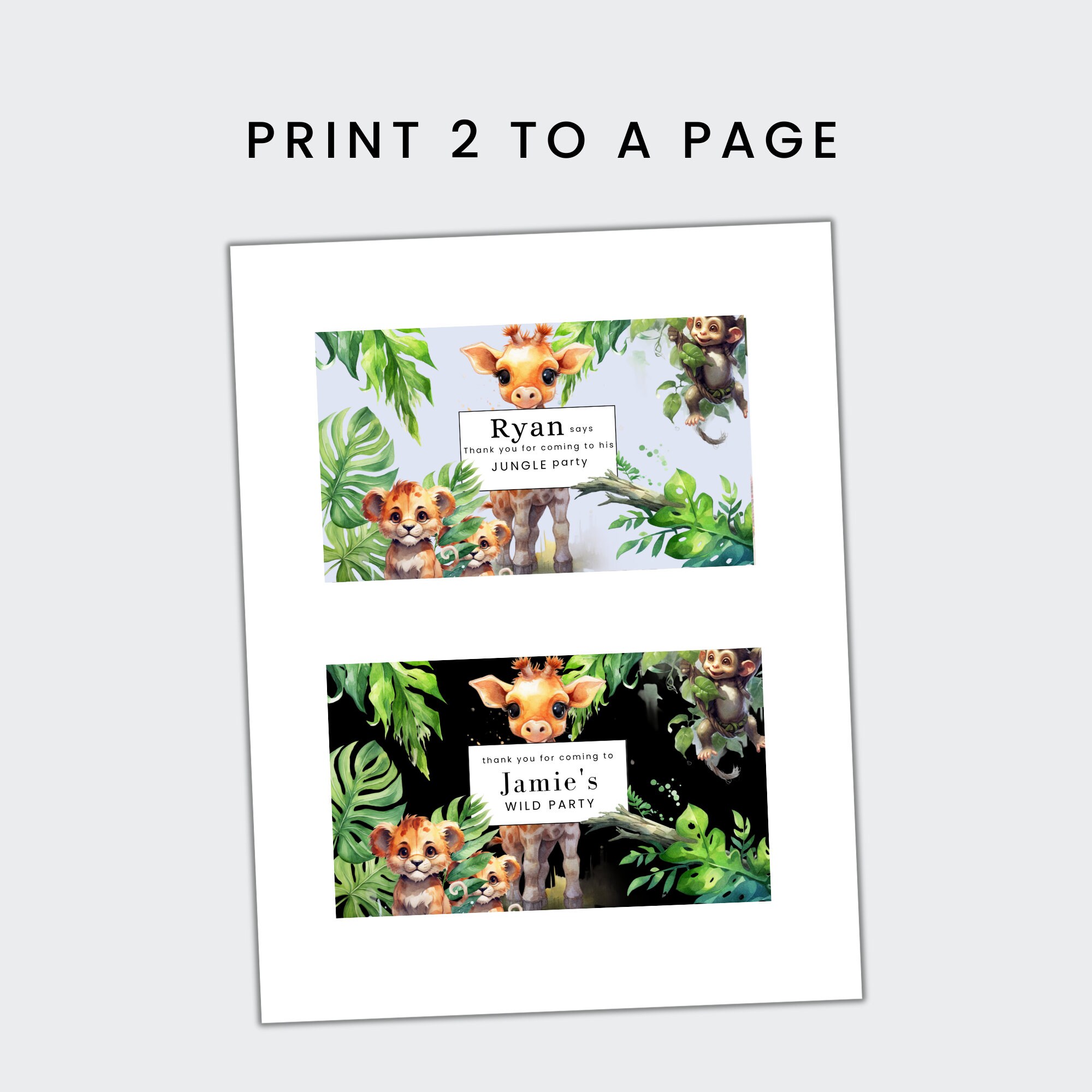 Jungle Party Gable Box Label Printable, EDITABLE Wild Animal Party ...