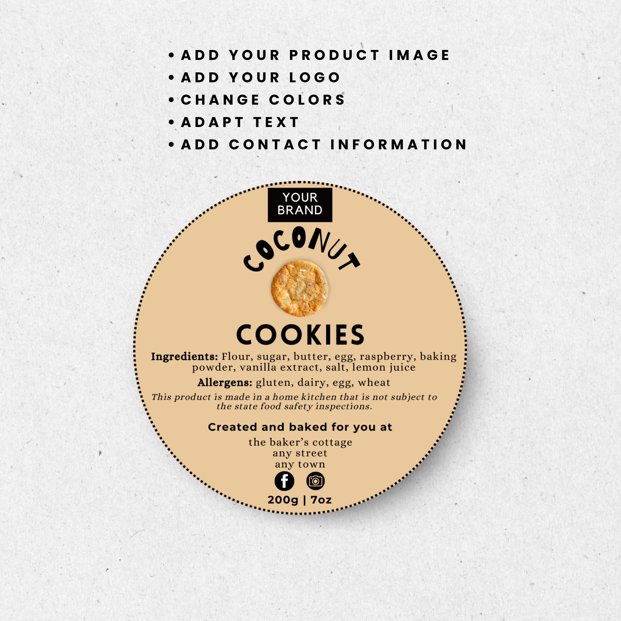 Cottage Law Label Template, Editable Round Label, Customizable Sticker ...