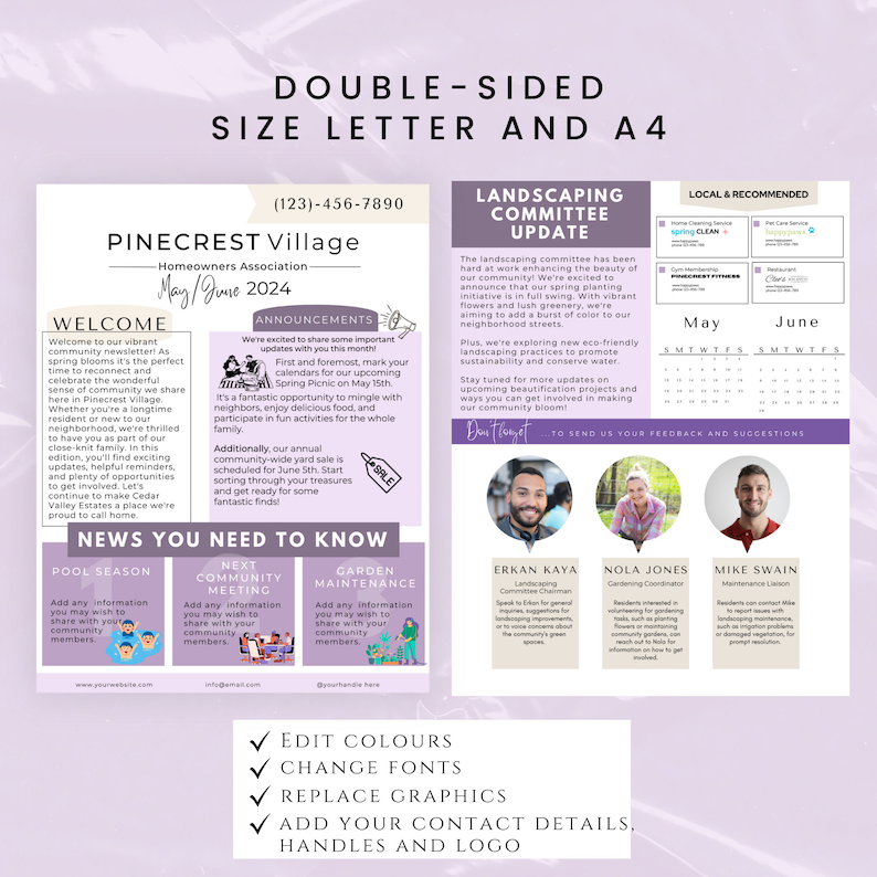 Homeowners Association Newsletter, HOA Flyer, Editable Monthly Home ...