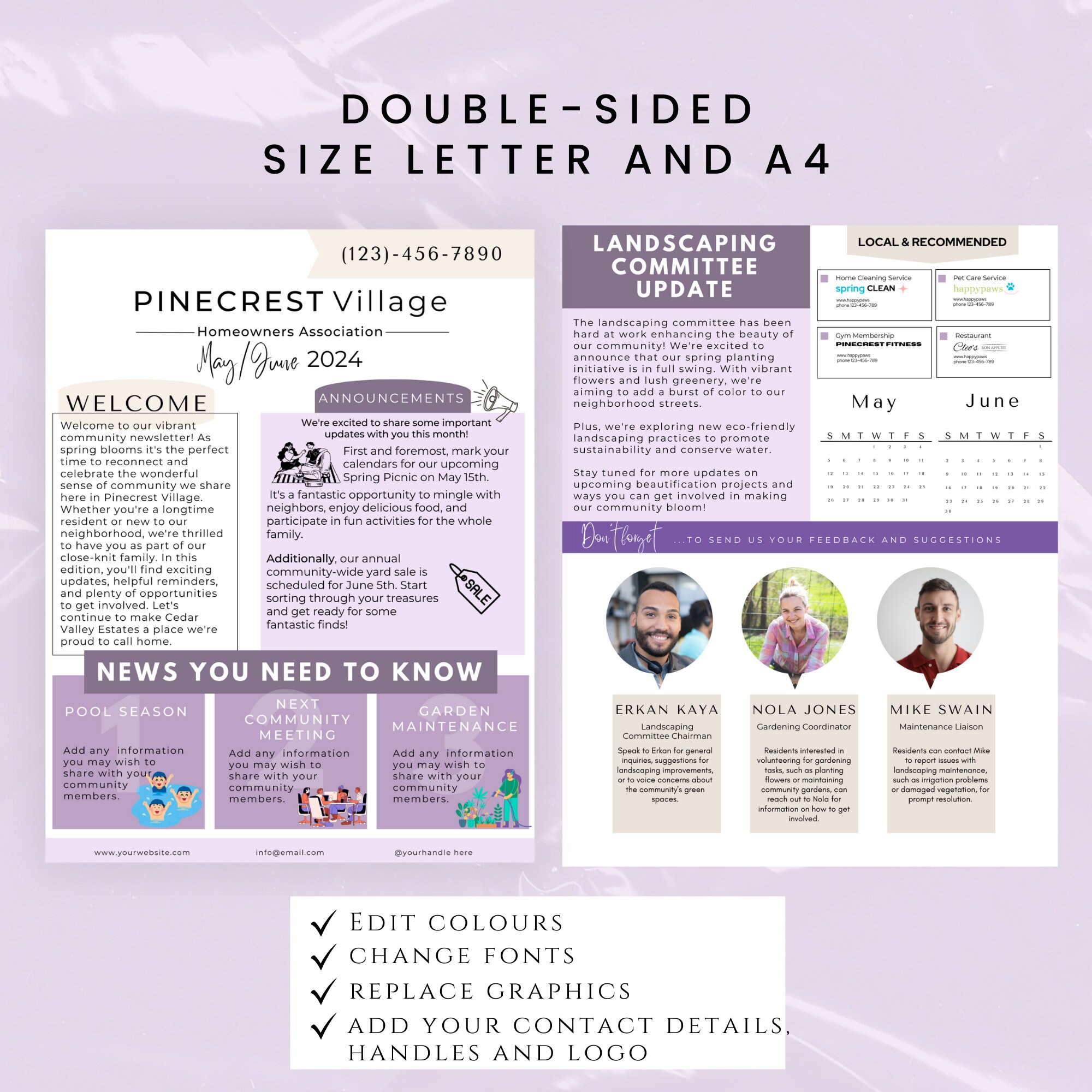 Homeowners Association Newsletter, HOA Flyer, Editable Monthly Home ...