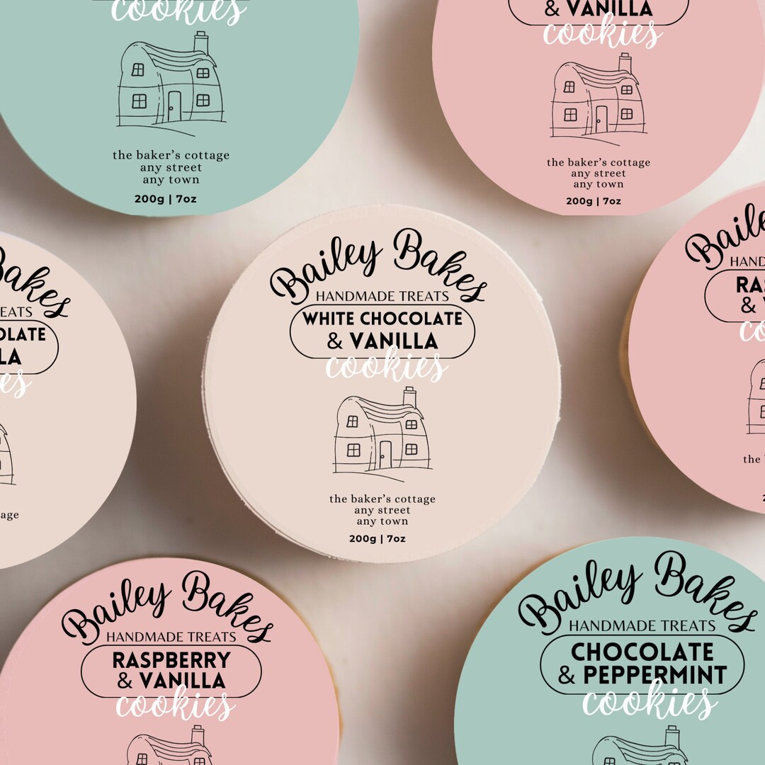 Cottage Law Food Label Template, Editable Round Label, Customizable ...