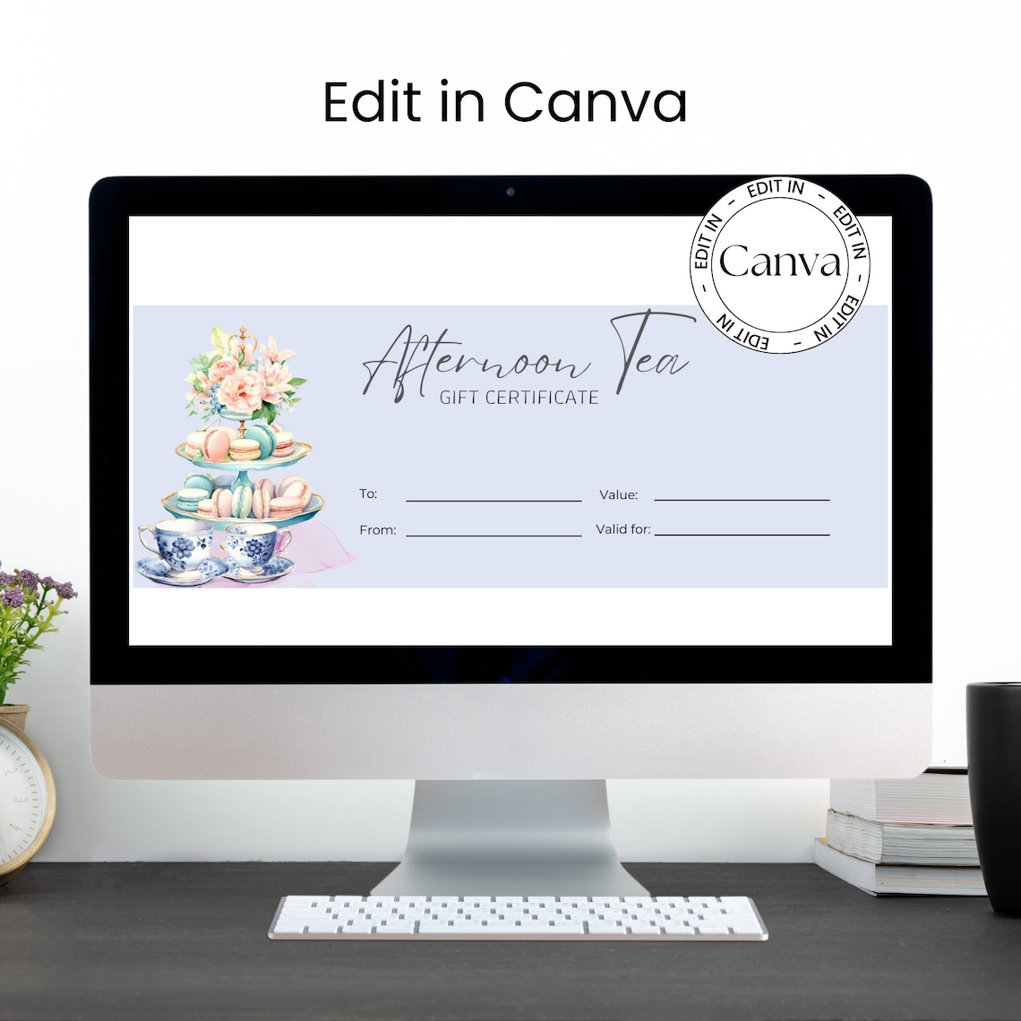 Printable Afternoon Tea Gift Voucher, Editable Gift for Her ...