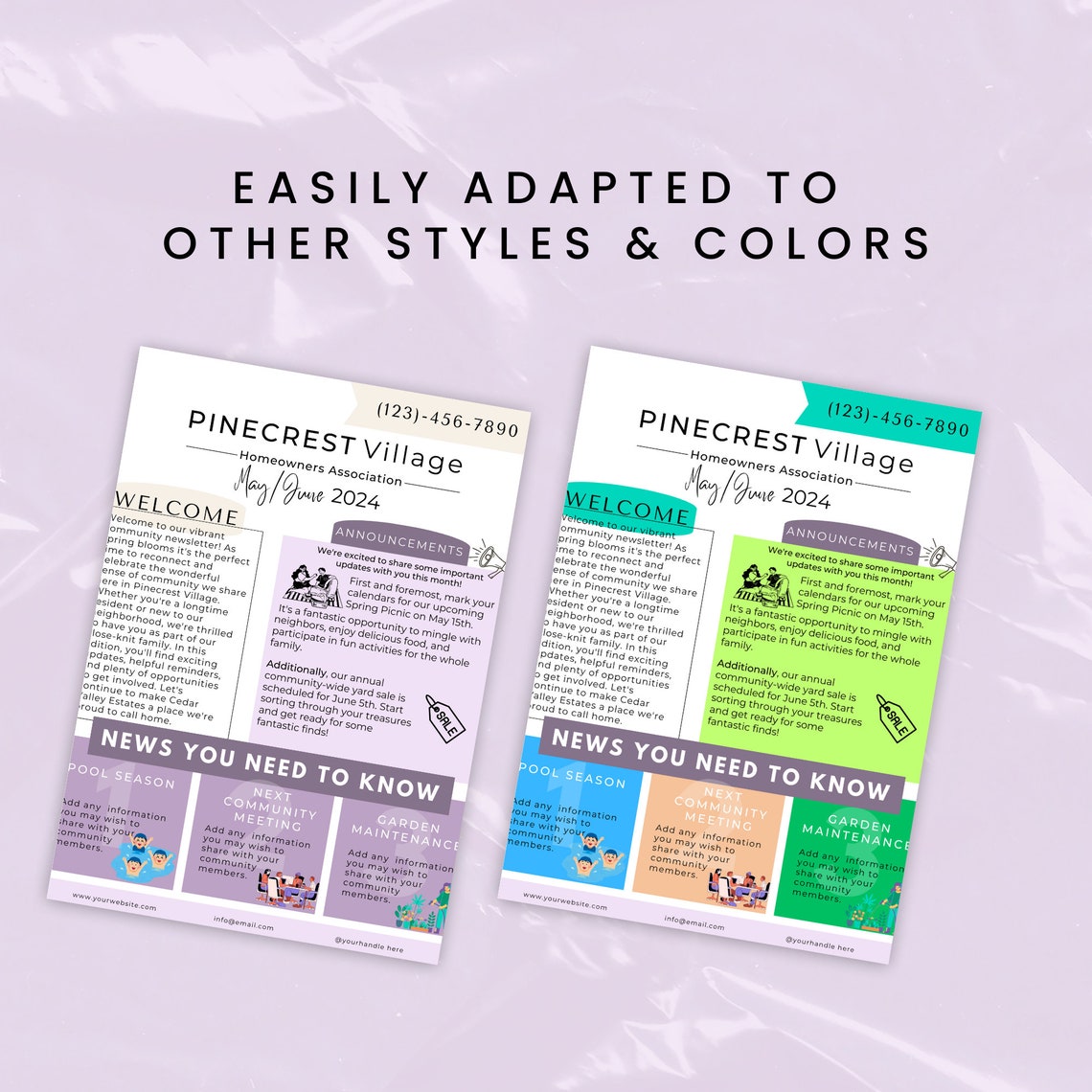 Homeowners Association Newsletter, HOA Flyer, Editable Monthly Home ...