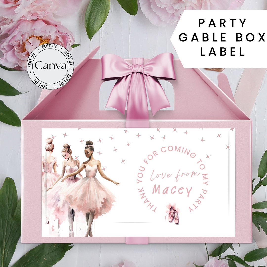 Ballerina Party Gable Box Label Printable, EDITABLE Ballet Dancer Party ...