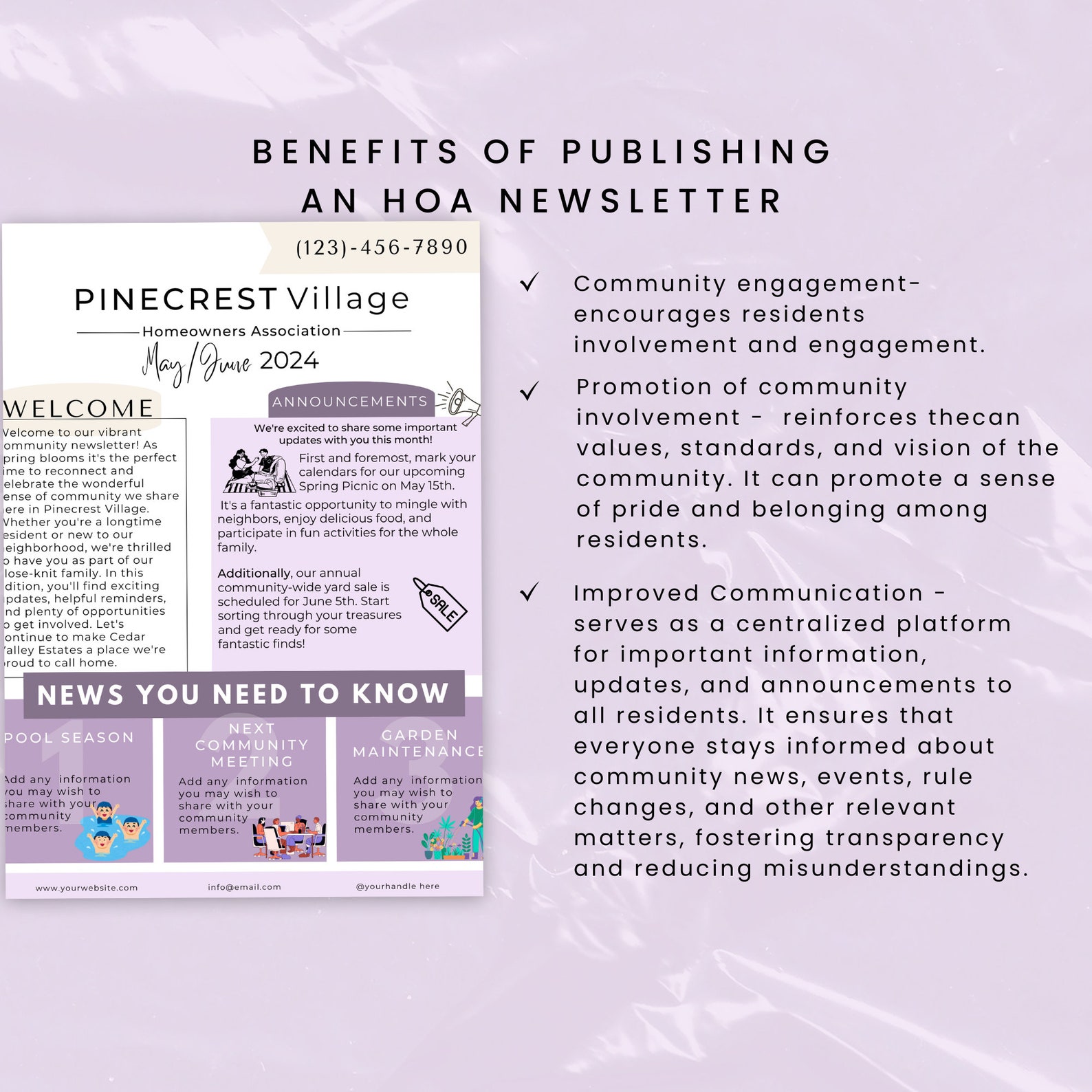 Homeowners Association Newsletter, HOA Flyer, Editable Monthly Home ...