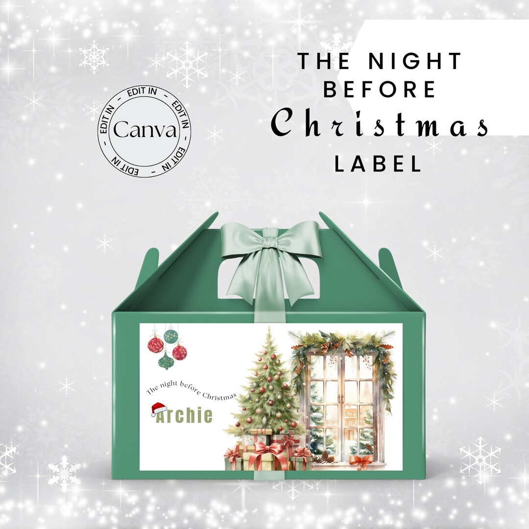Christmas Eve Label, Editable Christmas Gift Box Label Printable ...