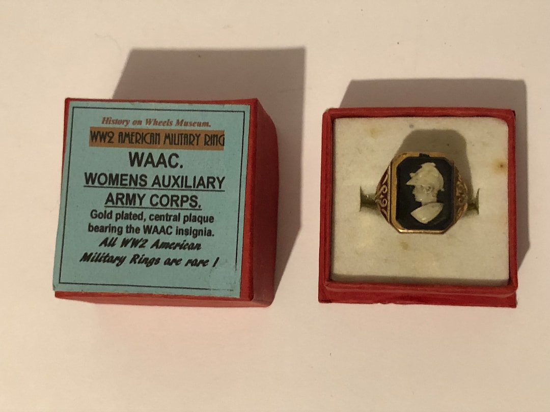 WW2 American Womans Auxiliary Army Corp WAAC Gold Plated Ring With Box ...