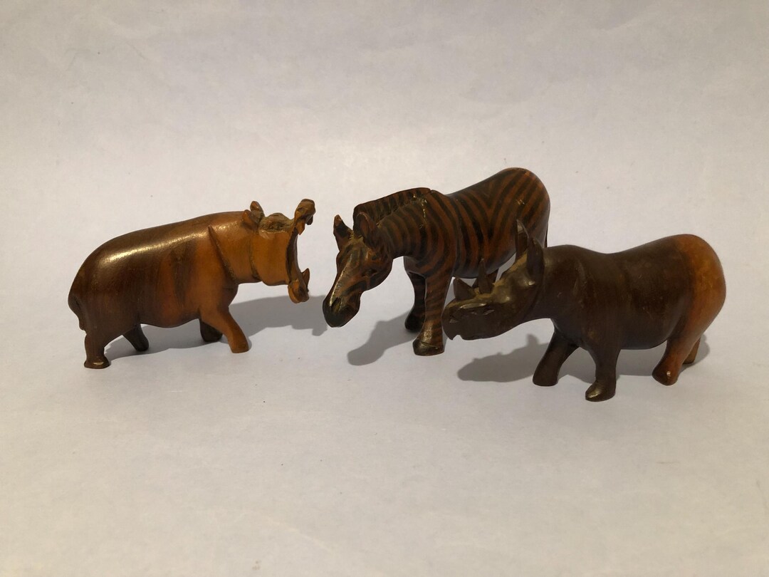Wooden African Animals - Hippo, Rhino, Zebra Hand Made in Kenya - Etsy