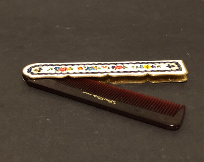 1950s Stratton Ladies Flick Action Comb With Floral Design With Golden ...