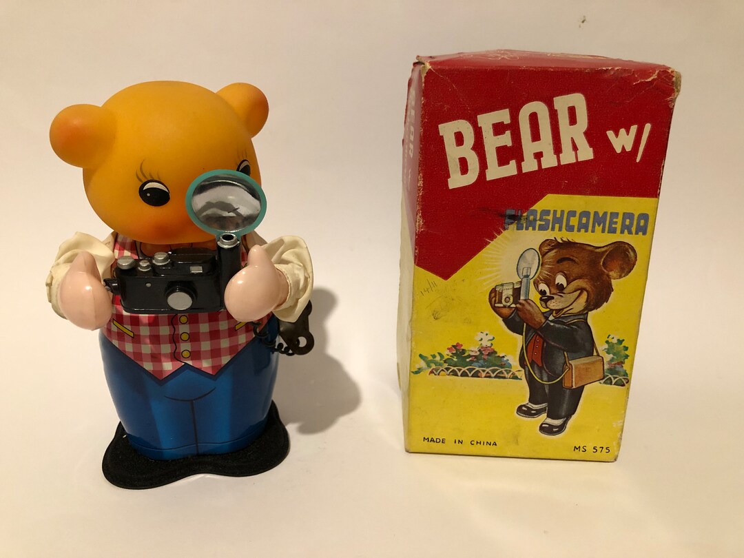 1960s Tin , Key Wound Bear With Camera (MS 575) - Made in China -boxed ...