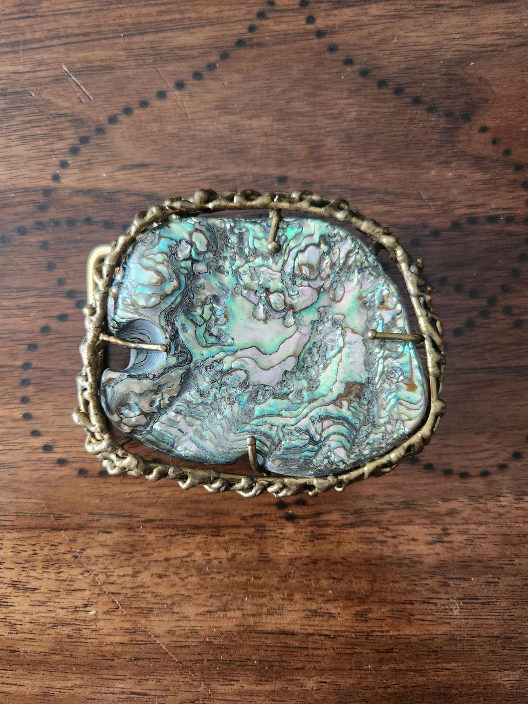 70s Vintage Brass and Abalone Brutalist Style Belt Buckle - Etsy