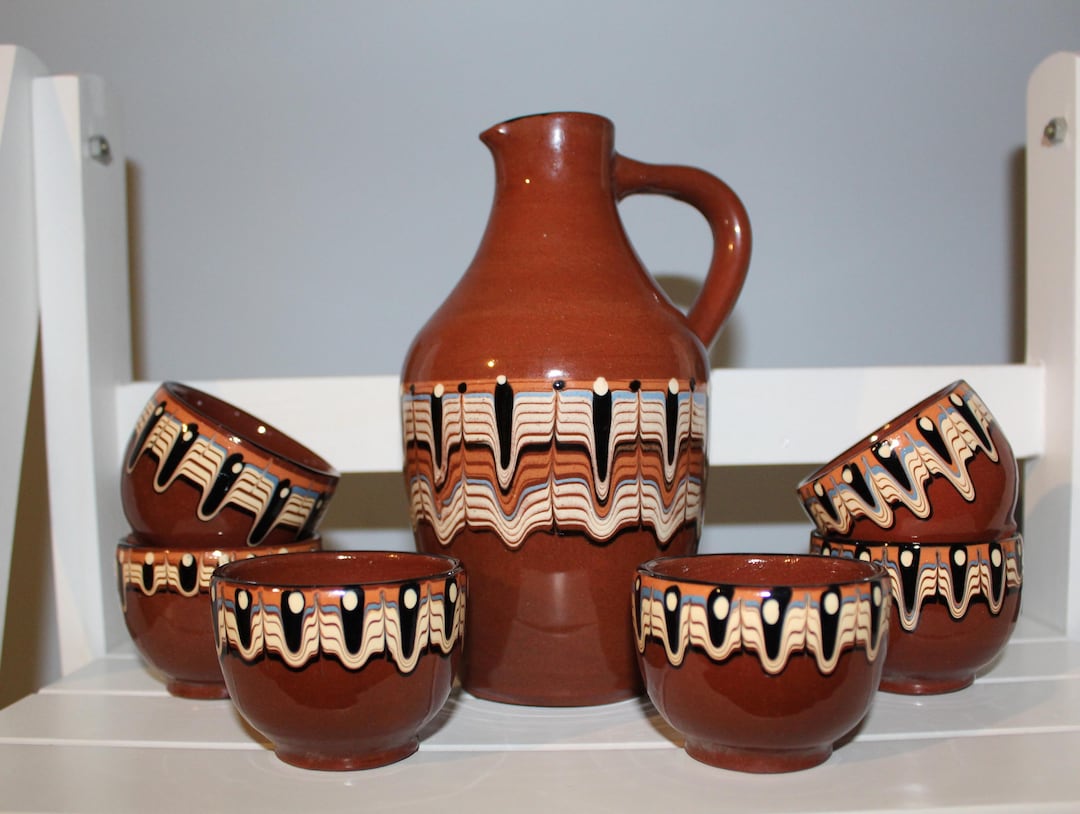 Traditional Bulgarian Pitcher & Cups Set - Etsy