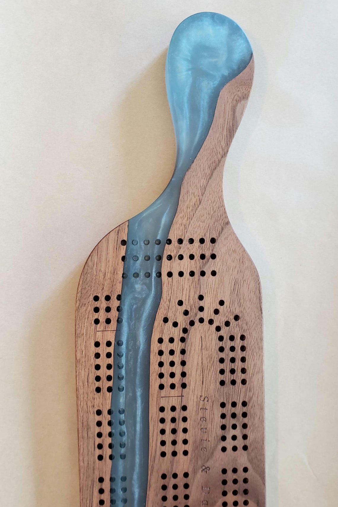 Engraved Black Walnut Cribbage Board - Handmade Epoxy River Design - Etsy