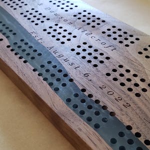 Engraved Black Walnut Cribbage Board - Handmade Epoxy River Design - Etsy