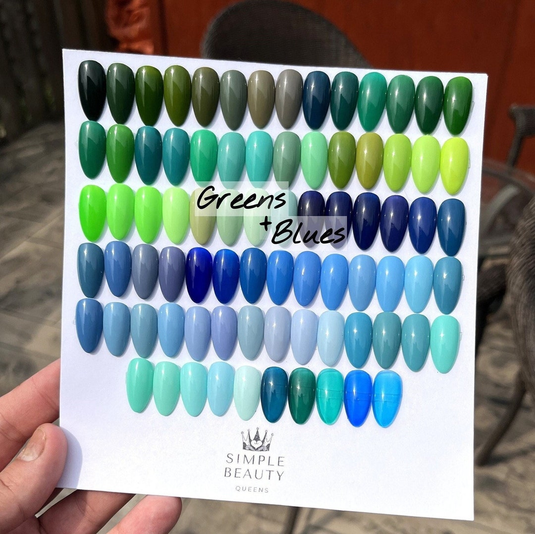 Greens Blues 17 Shapes 80 Colours Bright Solid Colour Press on Nails ...