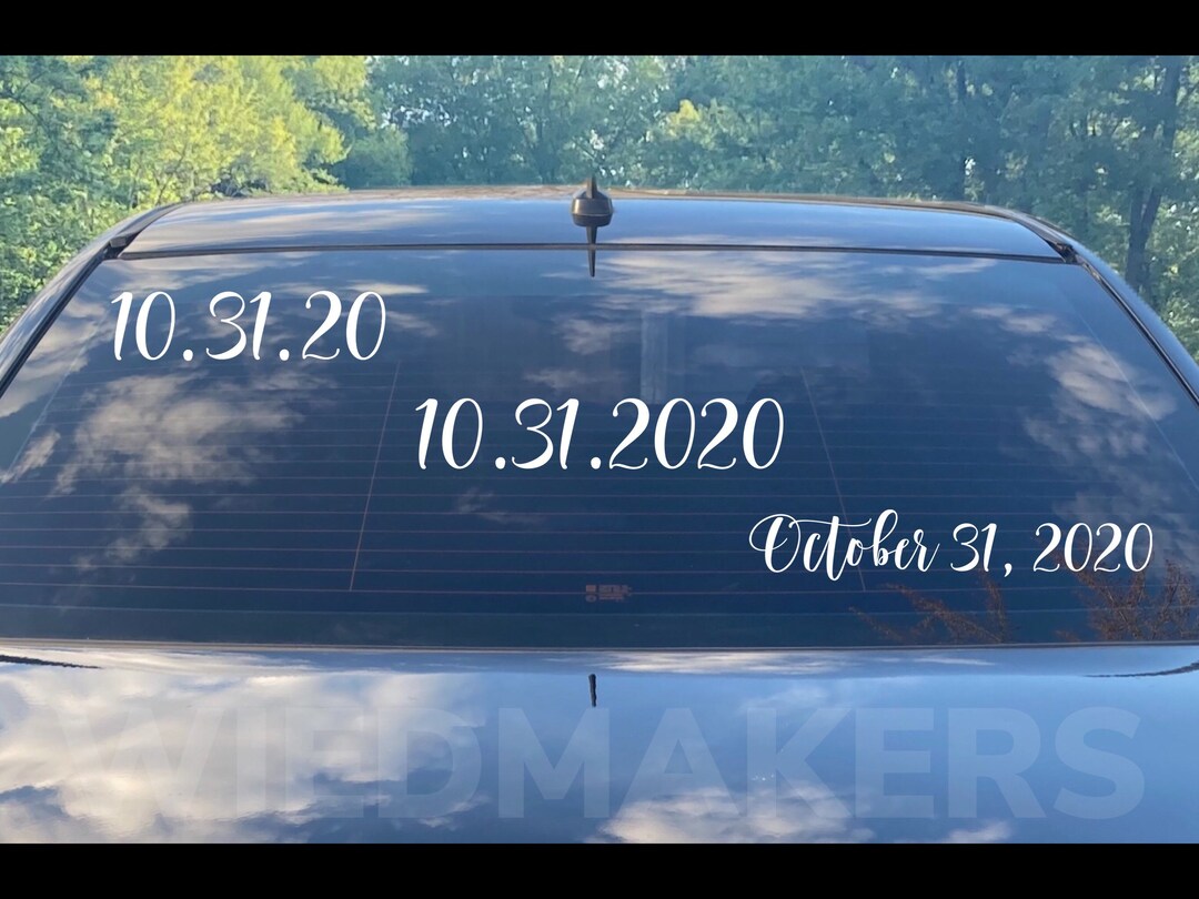Date Decal, Personalized Wedding Decal for Car, Removable Car Decal ...