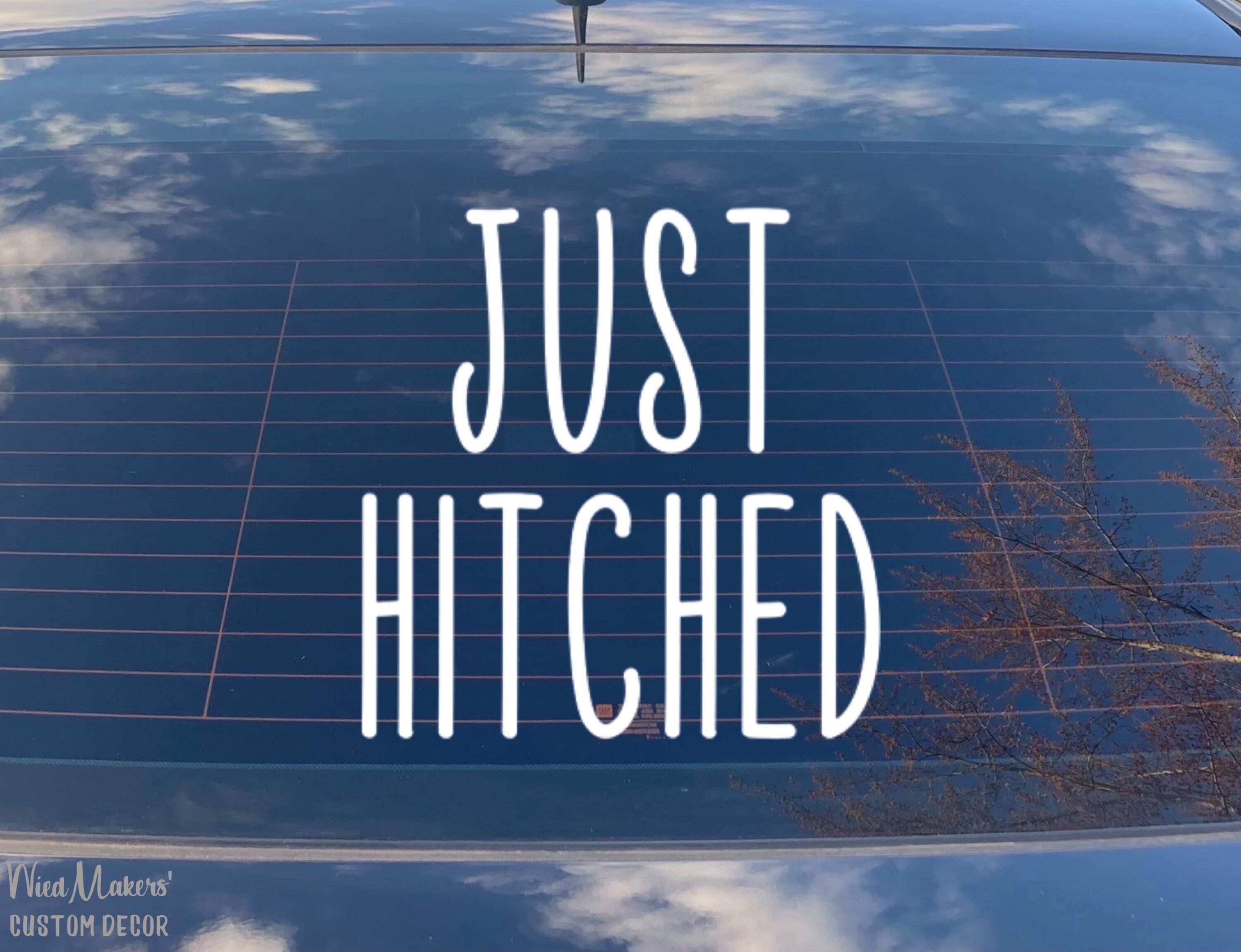 Just Hitched Sign Just Married Removable Car Decal Custom | Etsy