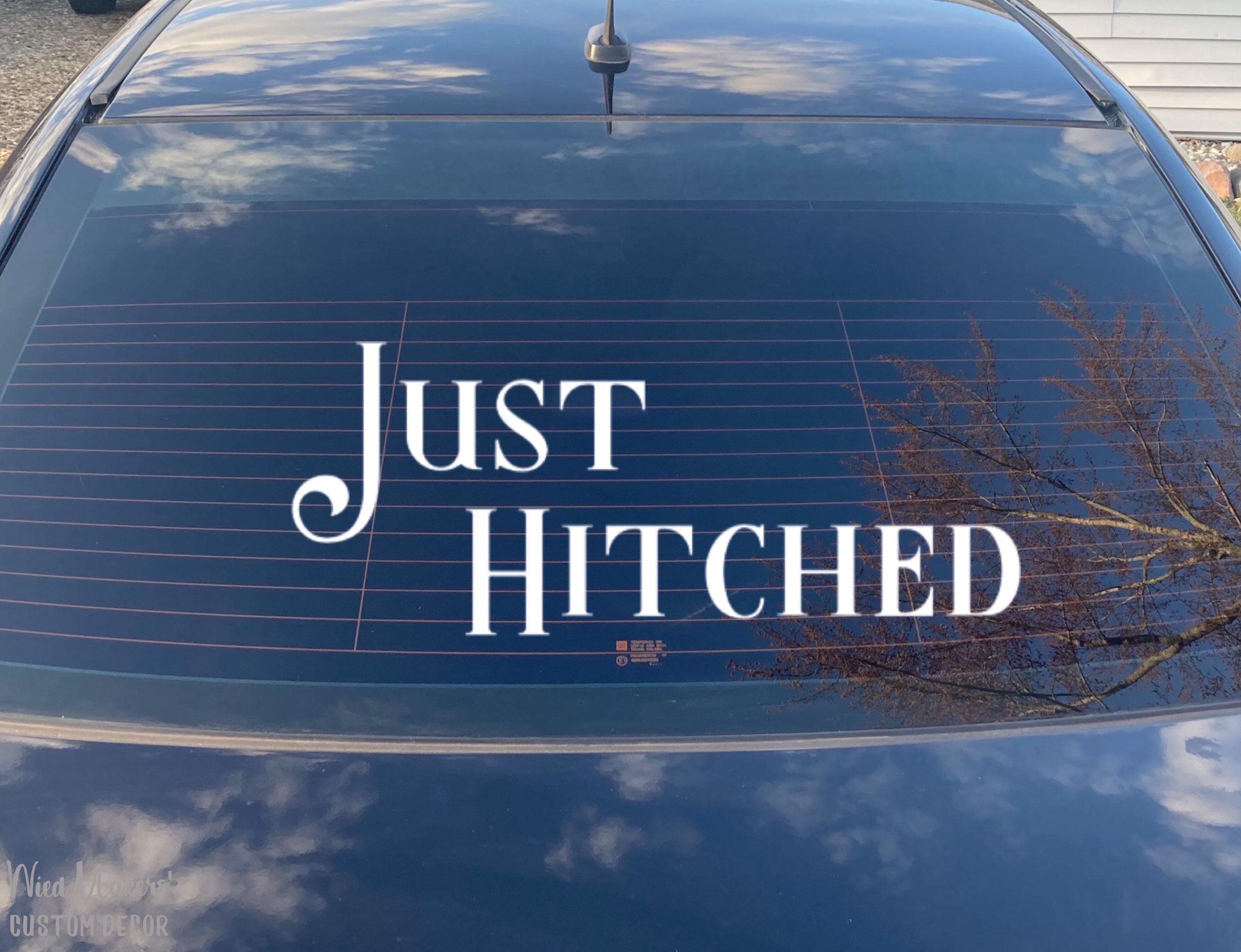 Just Hitched Sign Just Married Removable Car Decal Custom | Etsy