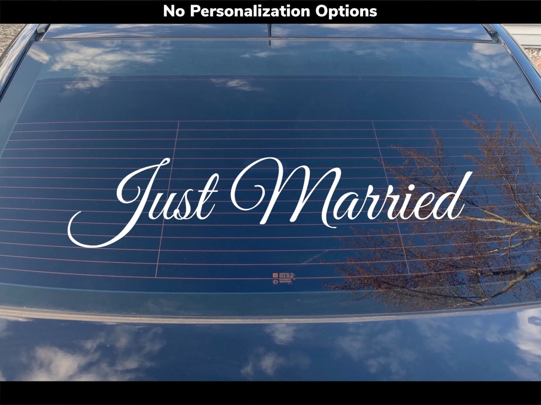 Just Married Removable Car Decal, Just Married Car Sticker, Hearts ...
